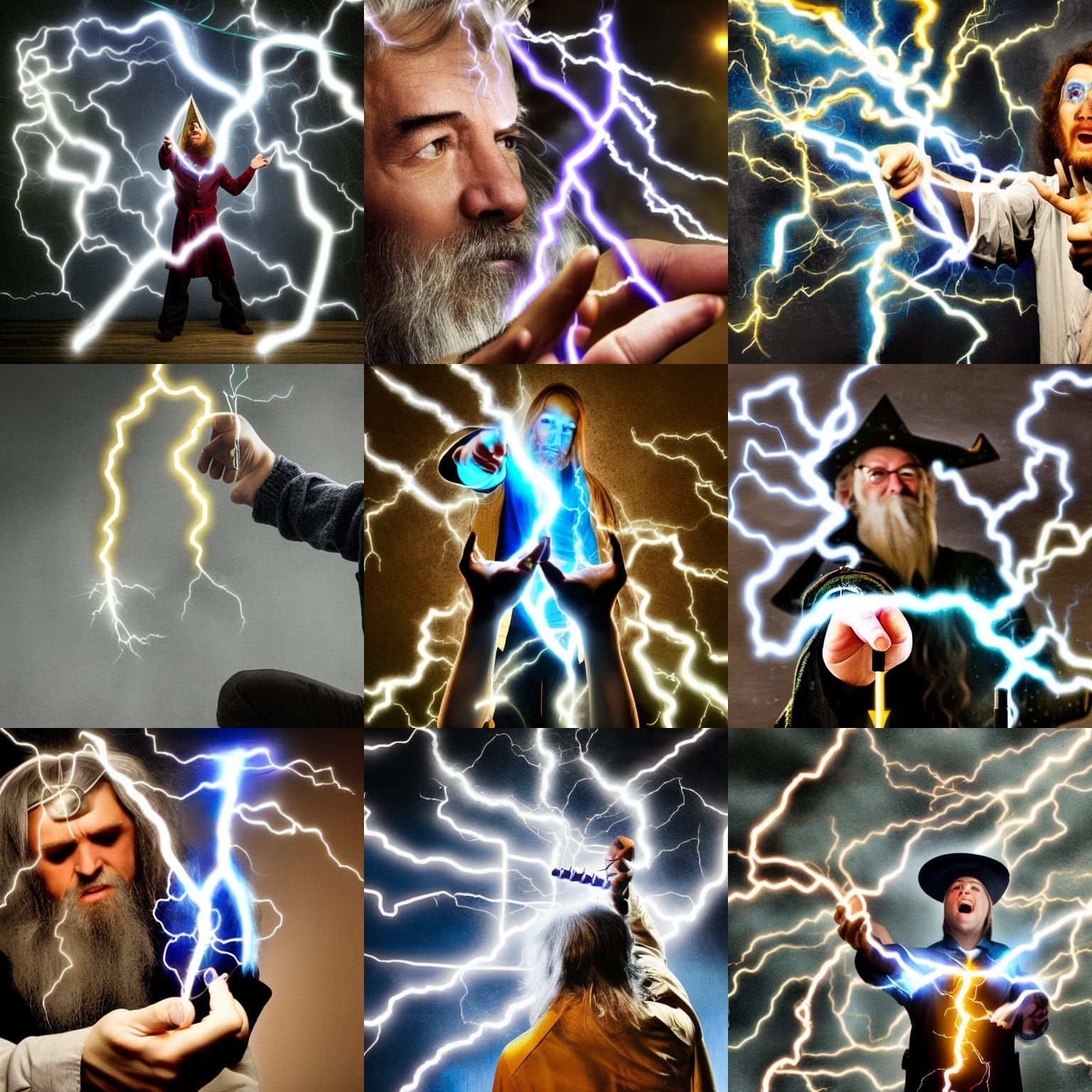 wizard casting a spell using electricity with lightning bolts shooting ...