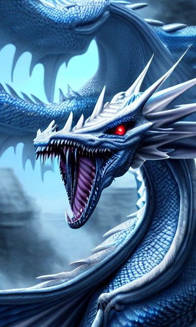 blue-eyes white dragon, 8k resolution concept art hyperdetailed Unreal ...