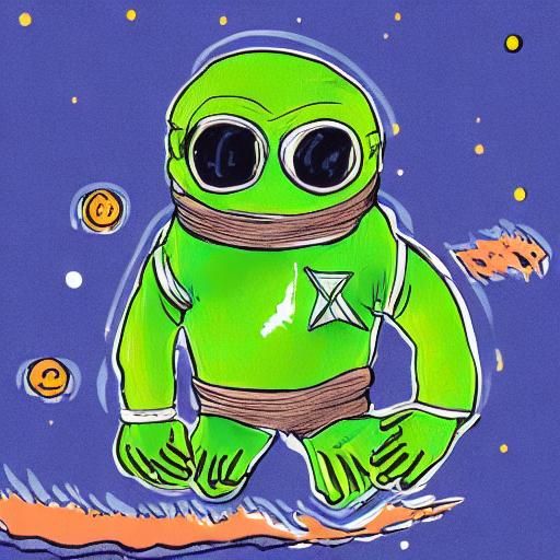 pepe frog with space helmet digi - AI Generated Artwork - NightCafe Creator