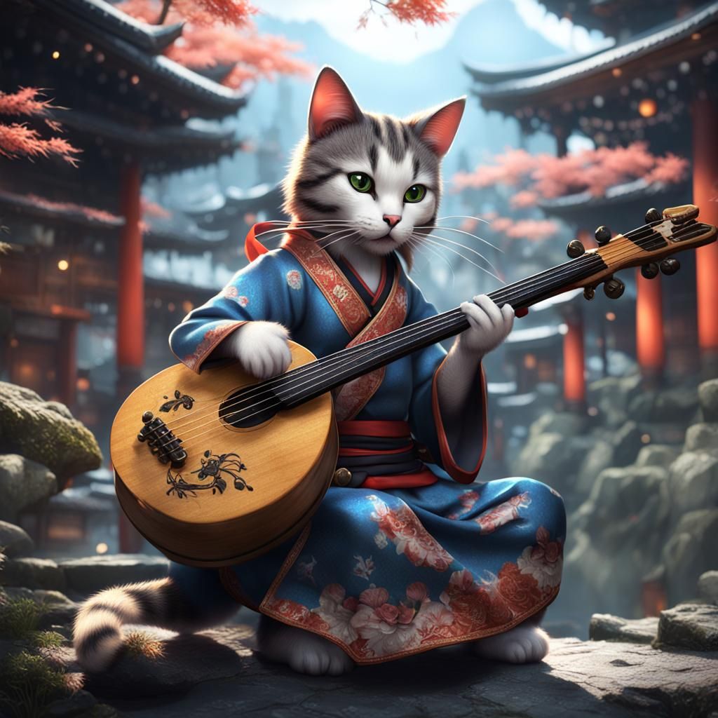 Cat girl playing a different instrument - AI Generated Artwork ...