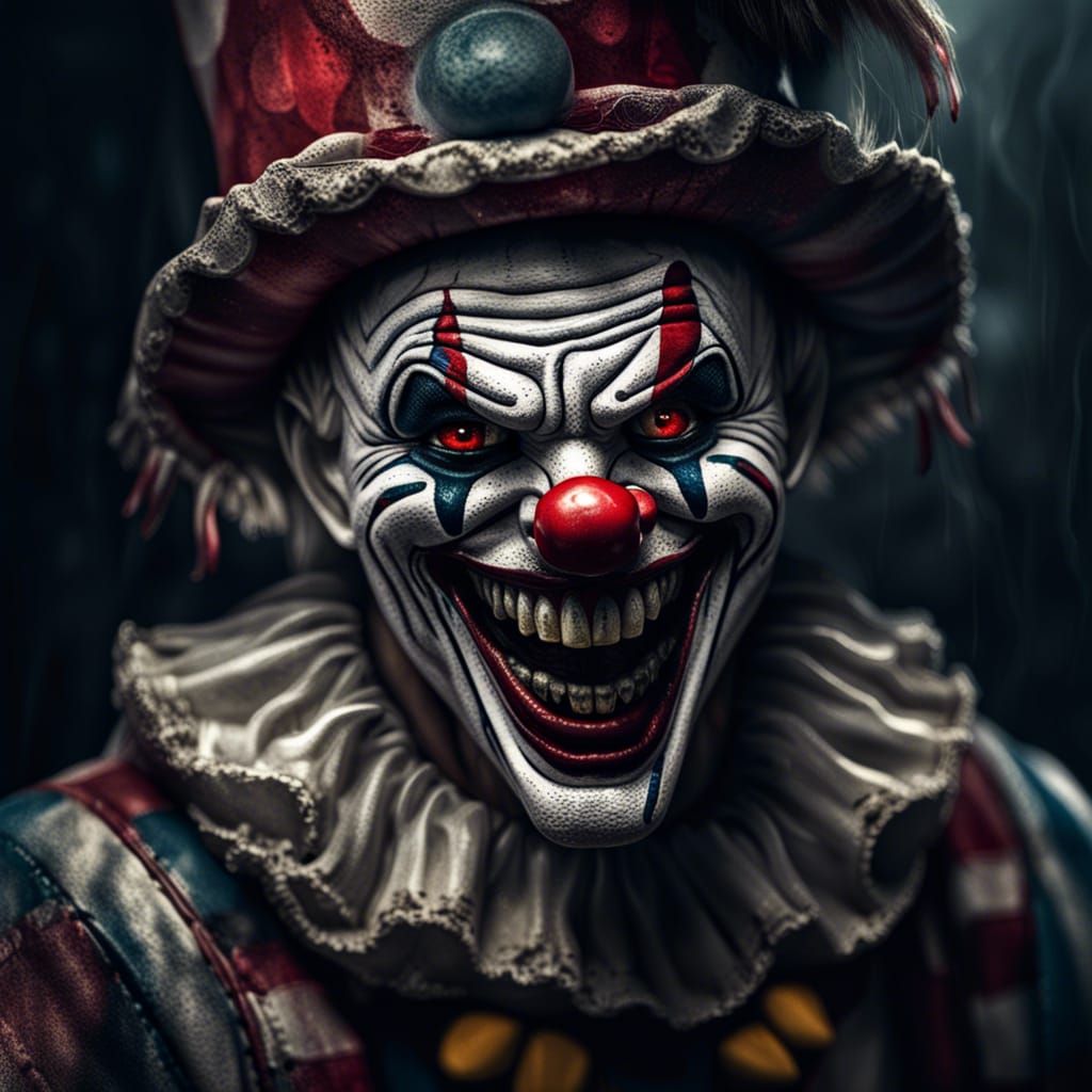 scary horror clown with grinning teeth intricate details, HDR ...