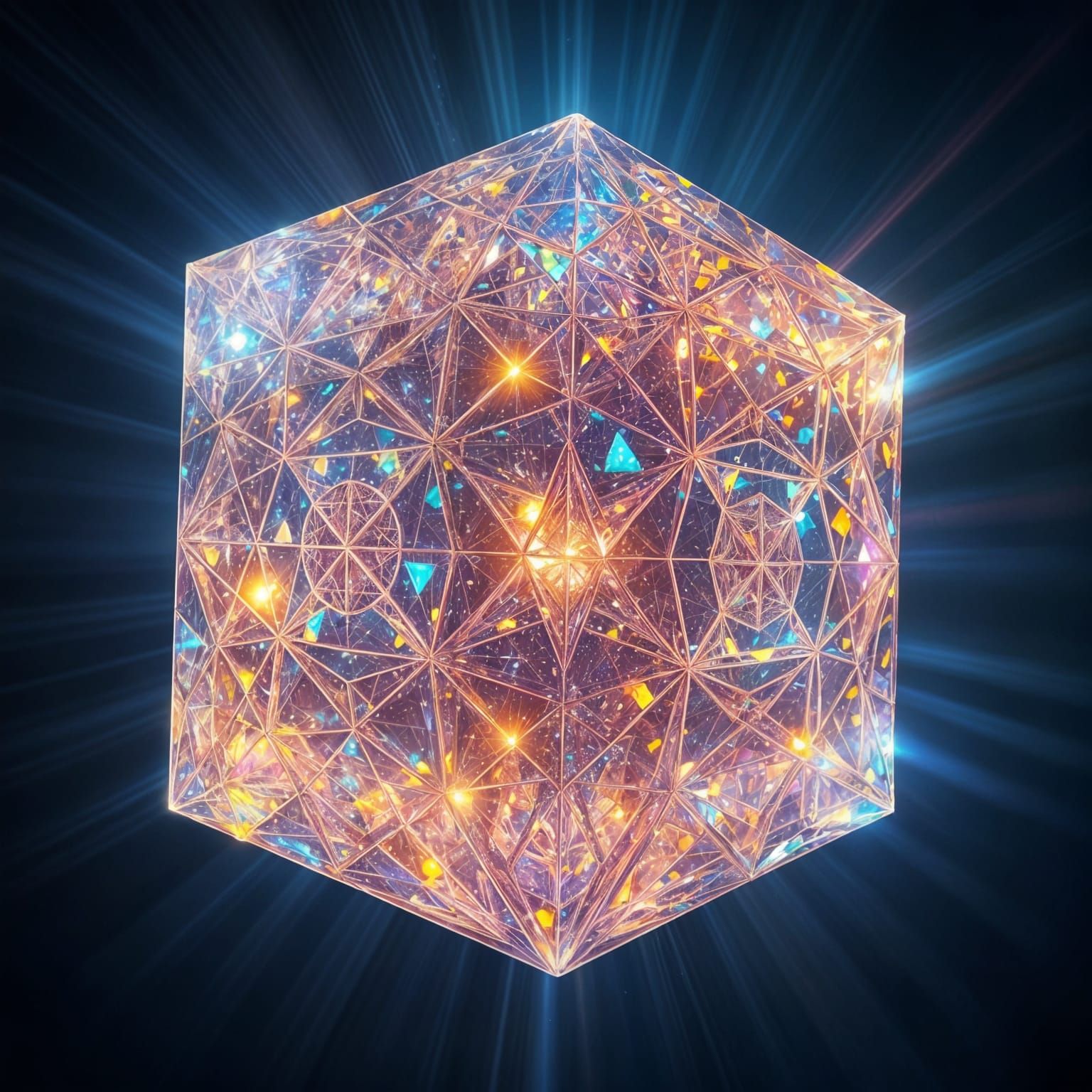 Metatron's Cube - Metatron's Cosmic Lattice in Vibrant Iride...
