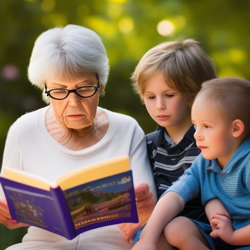 grandma reading to her grandkids Professional photography, bokeh ...
