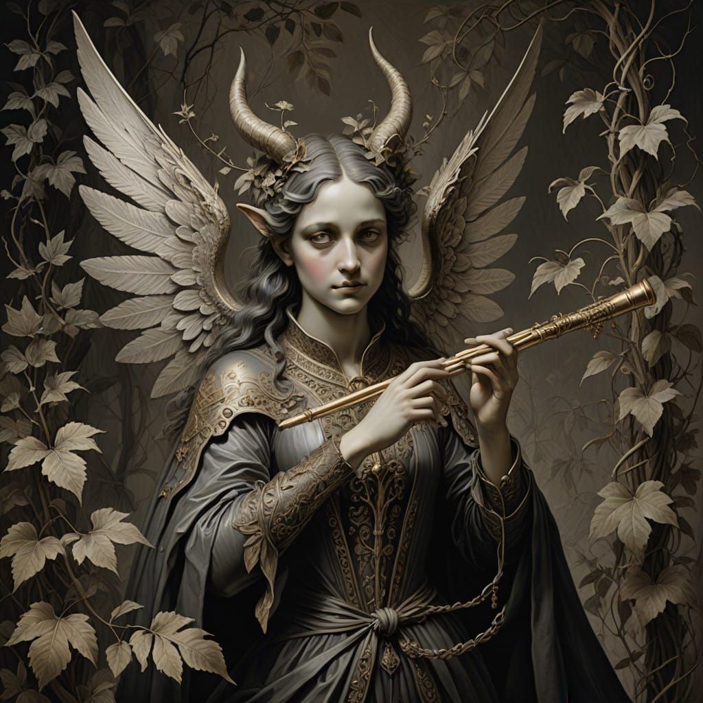 A Hyperrealistic charcoal drawing of, a "Puck" is a mischievous, often ...