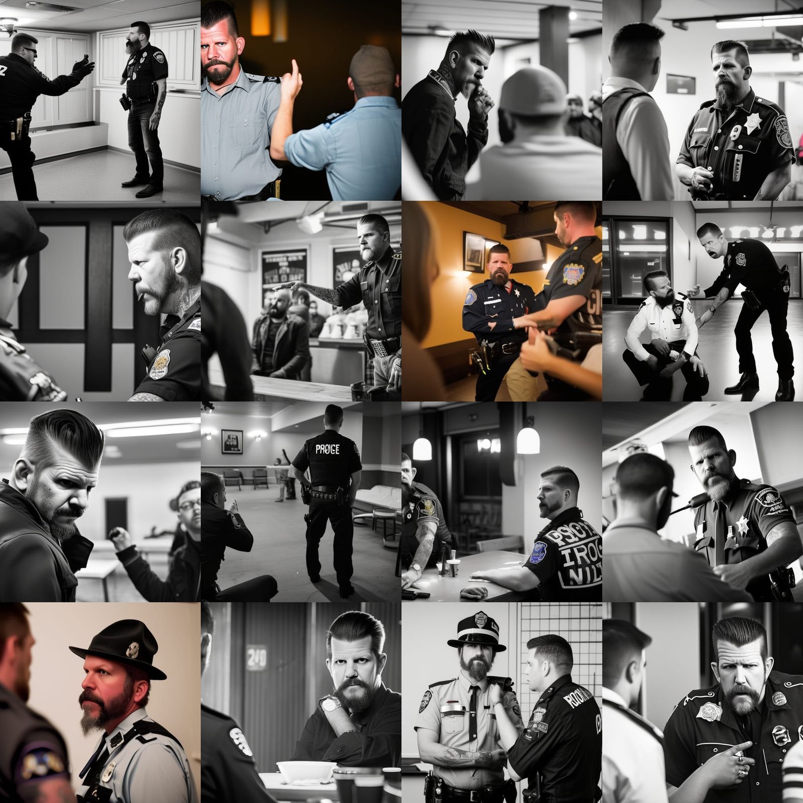 Punk Gavin McInnes as a COP interrogating a trespasser at a social club ...