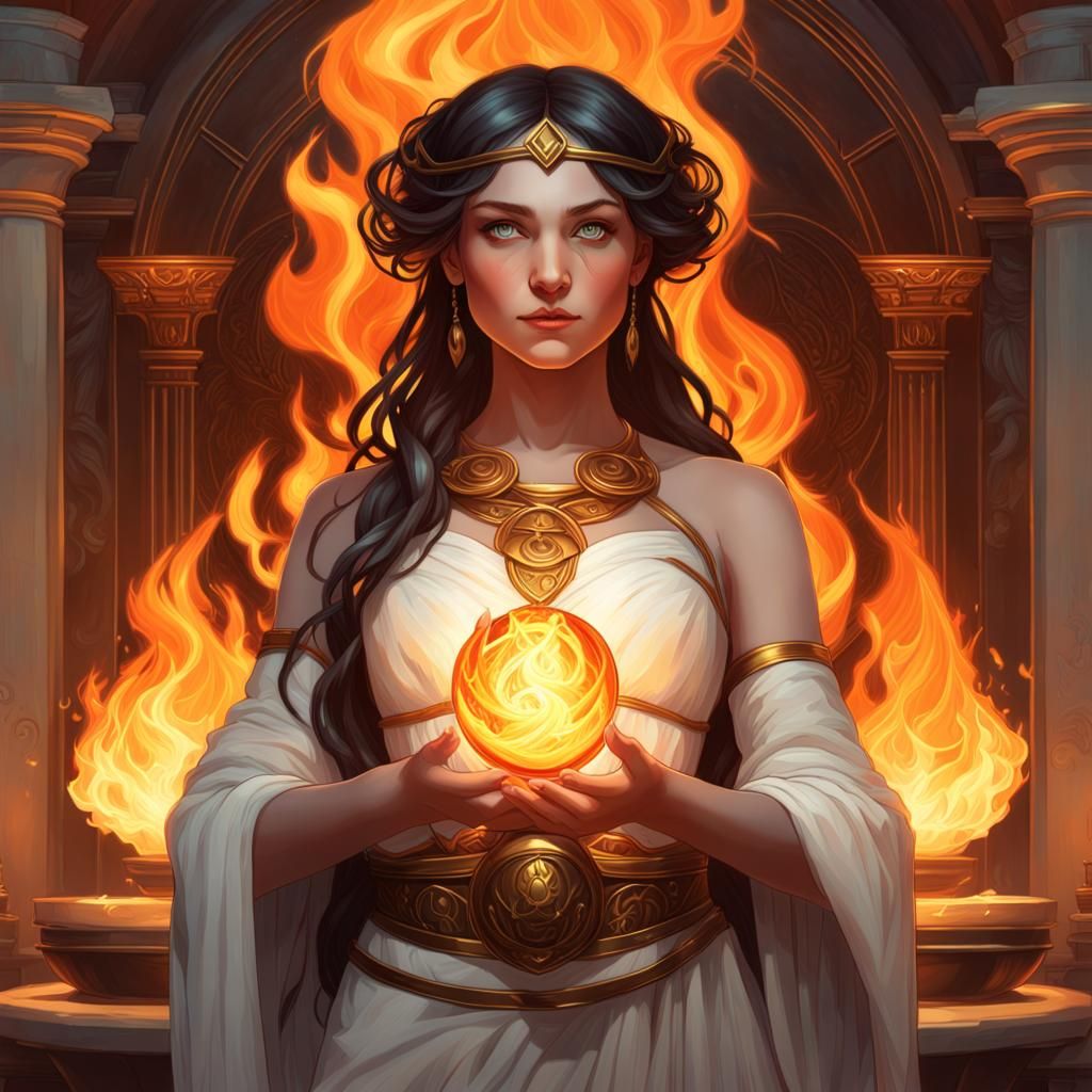 Hestia, Goddess of Fire, Flame, Chastity and the Hearth. - AI Generated Artwork - NightCafe Creator