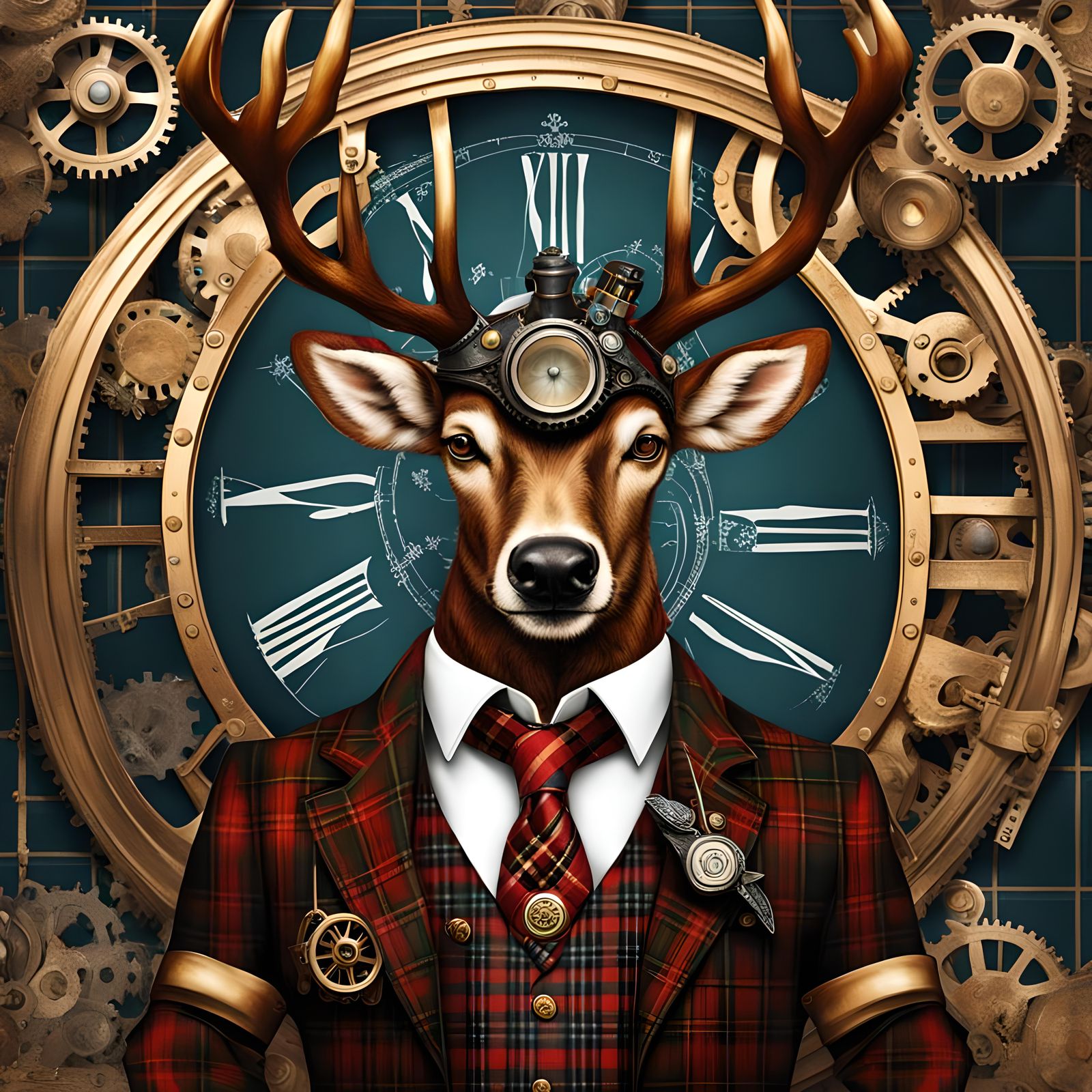 Stag in a Stewart tartan suit - AI Generated Artwork - NightCafe Creator
