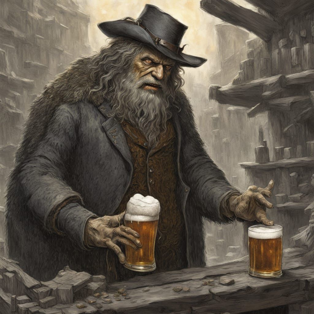 Cyberpunk Beer: A Gothic Horror Illustration - AI Art