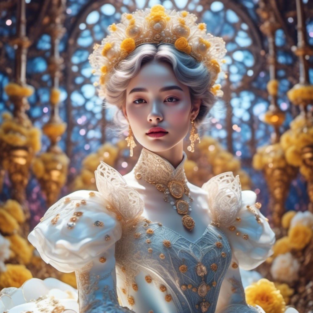 Young teeenage girl laying on yellow-and-white check parquet floor ...