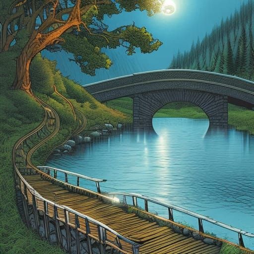 Asian bridge over troubled water - AI Generated Artwork - NightCafe Creator