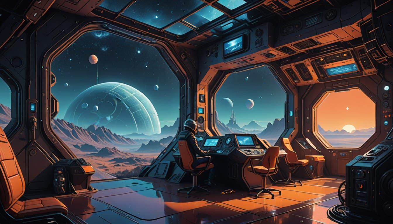 Retro-Futuristic Space Stations in 1960s Sci-Fi St... - AI Art