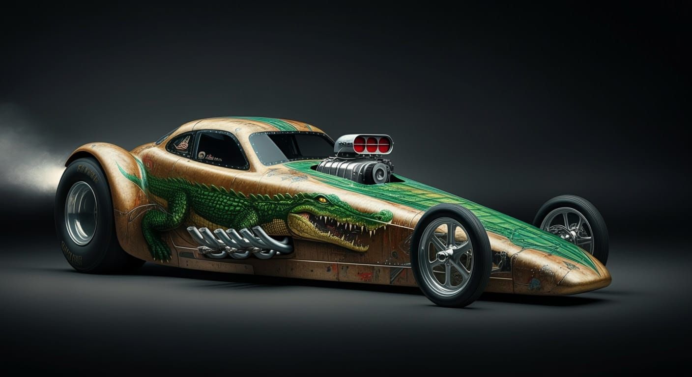 Retro-Futuristic Dragster Inspired by WW2 German I... - AI Art