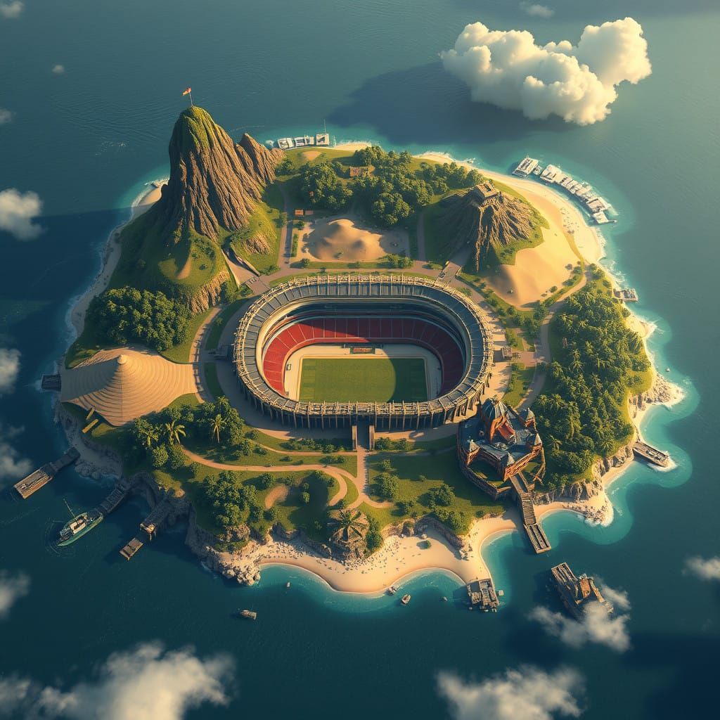 Battles on - Fantastical Island with Biomes and a Majestic S...