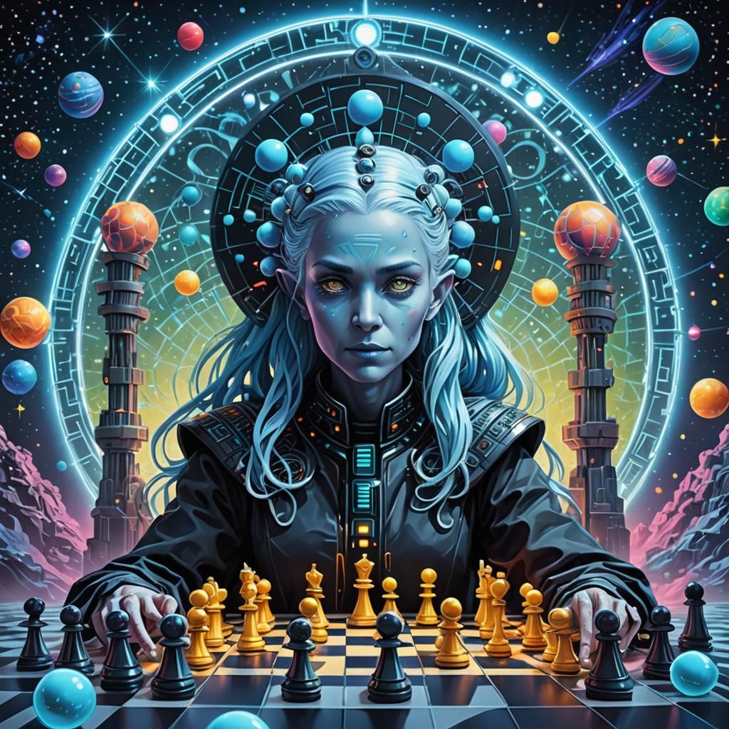 A female humanoid alien playing chess 002! - AI Generated Artwork ...