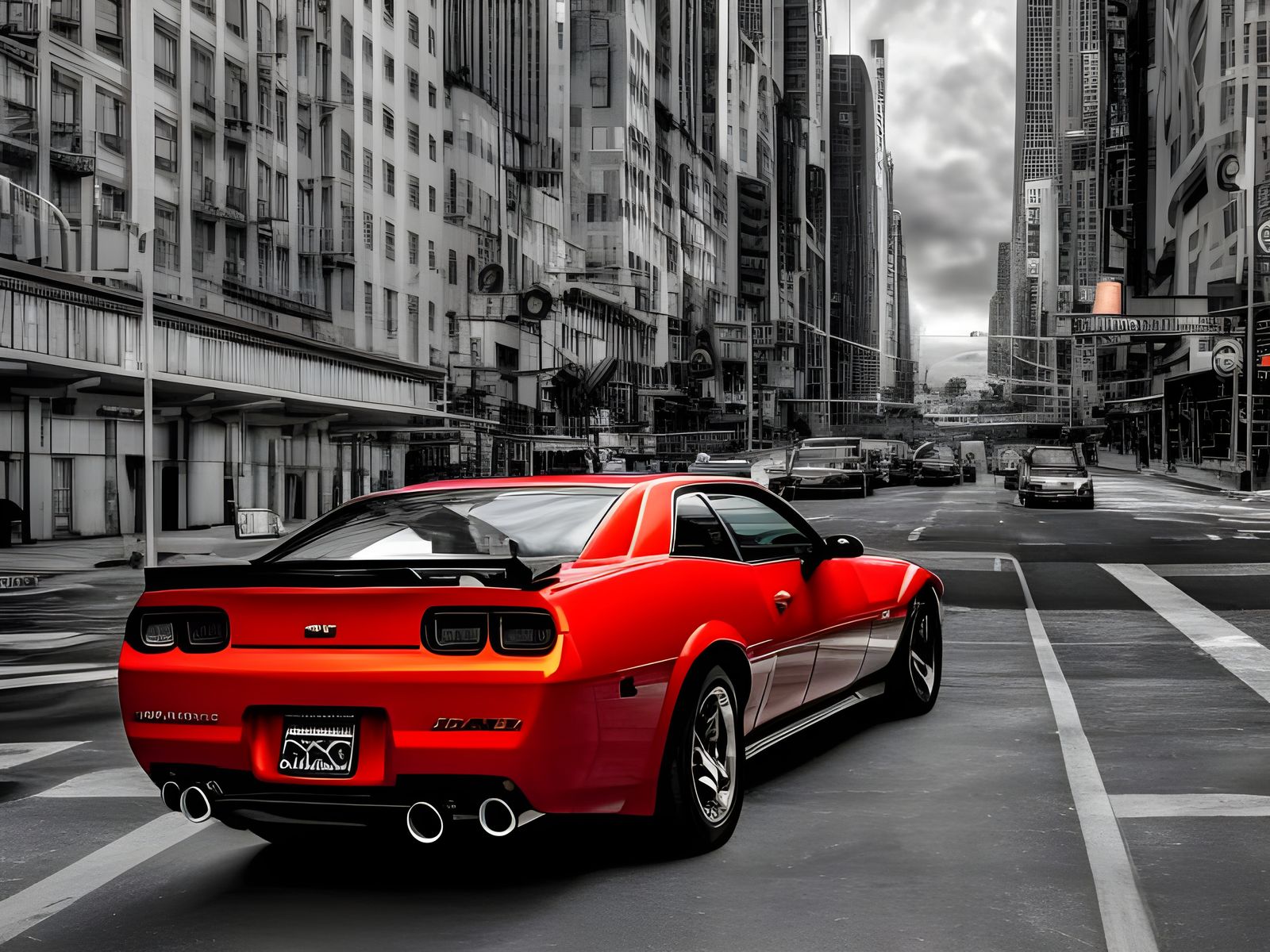 A red muscle car at an intersection. - AI Generated Artwork - NightCafe ...