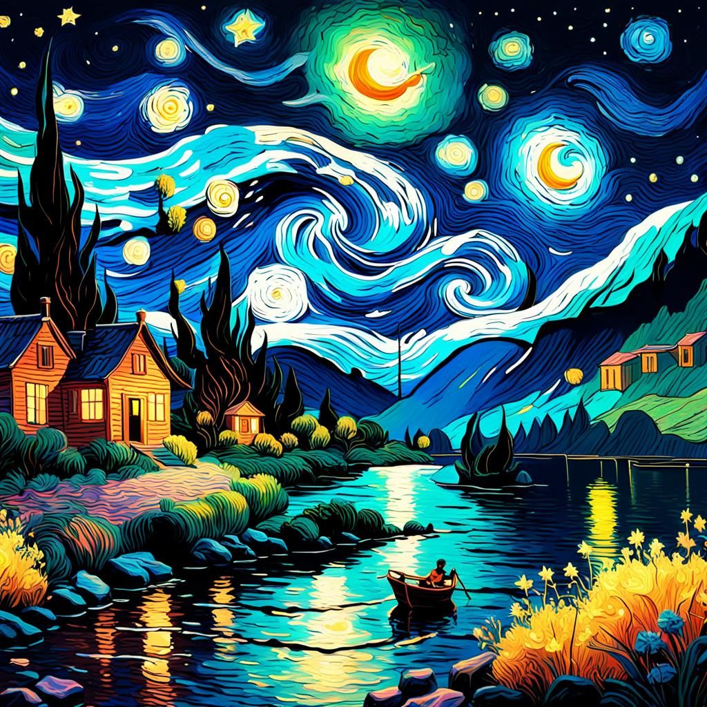 Masterpiece Monday:- Reimagined Classic :- A starry night by Van Gogh ...