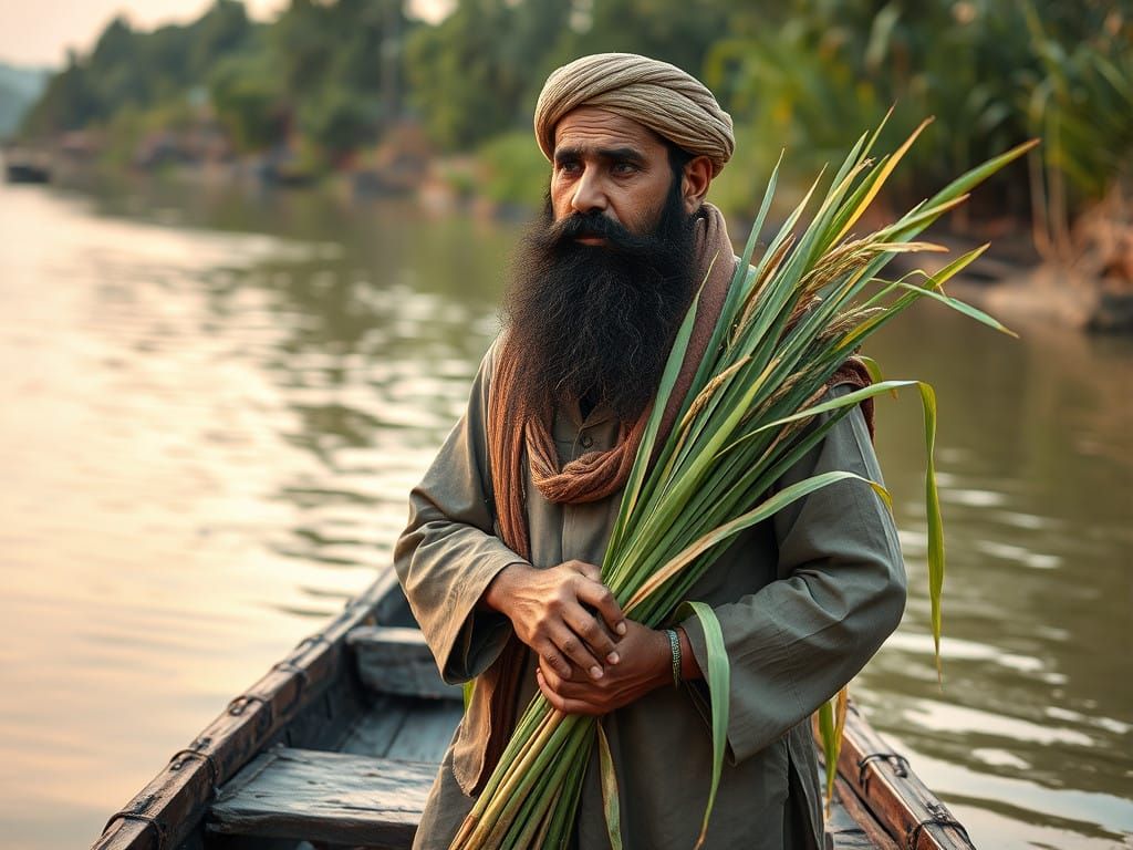 Farmer - Pakistani Fisherman Contemplating Life in Tradition...