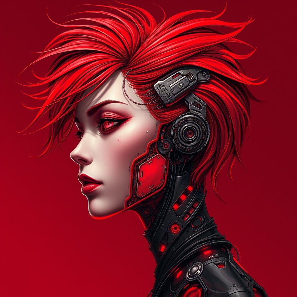 Red - Cybernetic Goddess with Fiery Red Hair