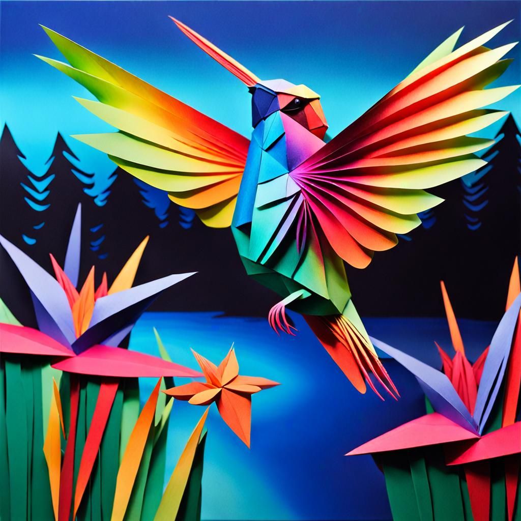 Origami Lake - AI Generated Artwork - NightCafe Creator