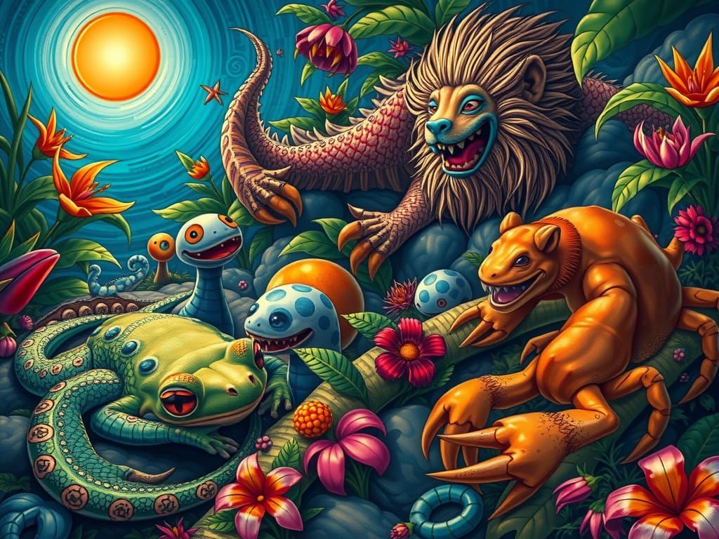 a zoo of hybrids - Fantastical Creatures in Vibrant, Dreamli...