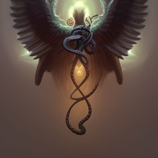 recreate the medical symbol caduceus using real wings and snakes - AI ...