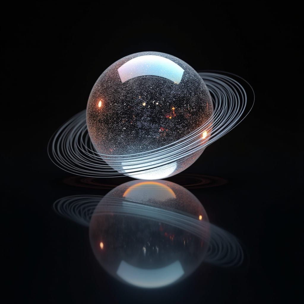 Iridescent 4D Sphere in a Cosmic Toroidal Vortex - AI Art