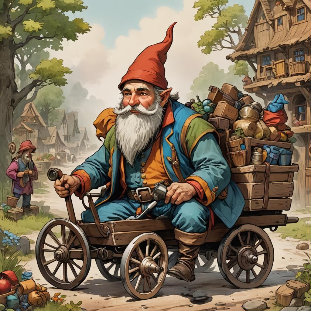 Duffy Kruspodin, gnome merchant and spy, neatly combed beard and hair ...