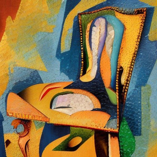 Sequined Rabbit in Cubist Still Life Masterpiece - AI Art