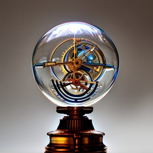 Tourbilllon clockwork in a crystal glass orb. - AI Generated Artwork ...