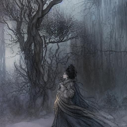 Style of Arthur Rackham, a beautiful ghostly figure in winter - AI ...