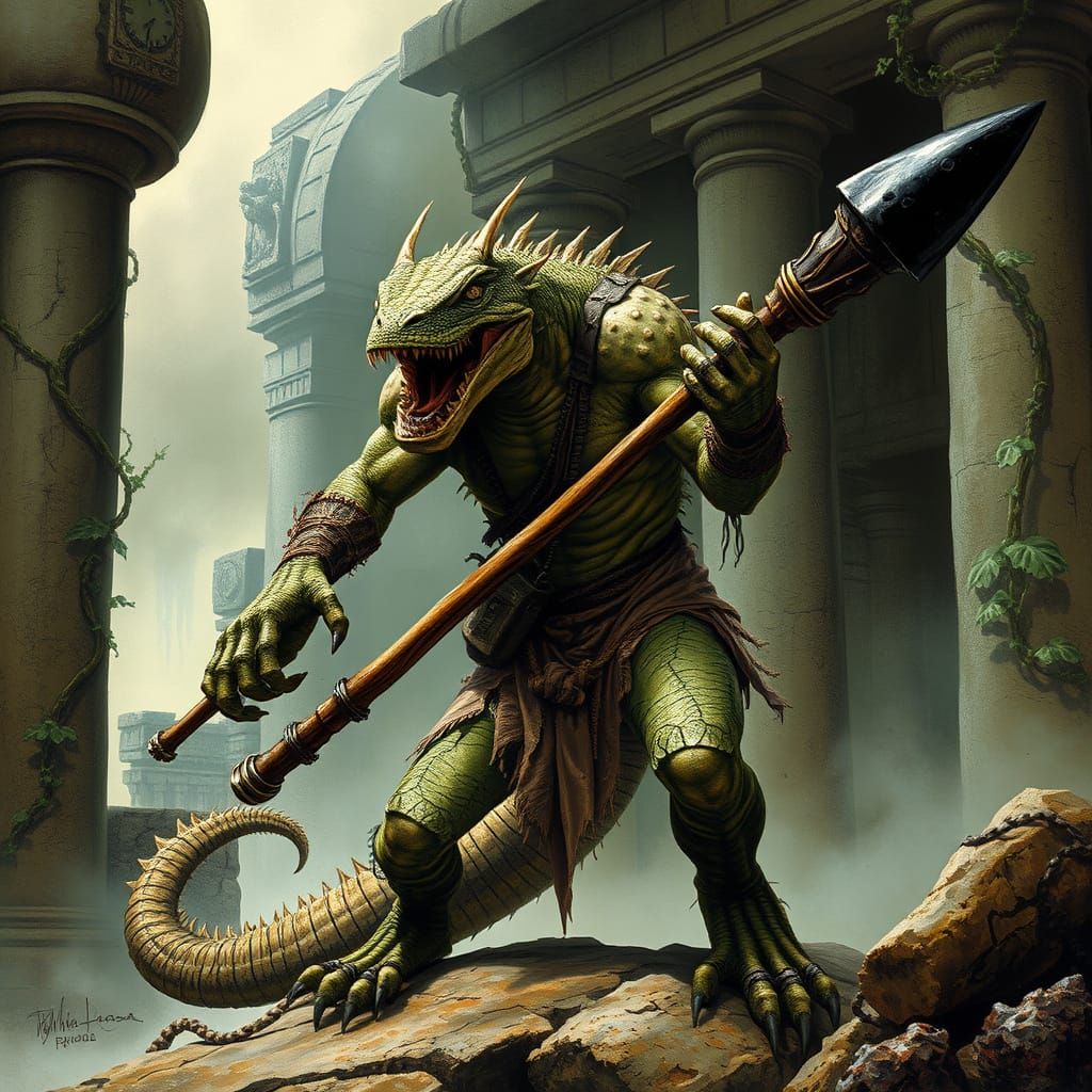 Image of a skink lizardman from the Warhammer setting of the Old World ...