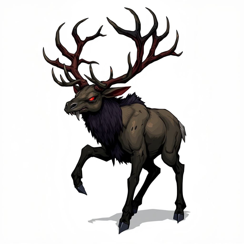 Menacing Corrupted Elk in Anime JRPG Style - AI Art