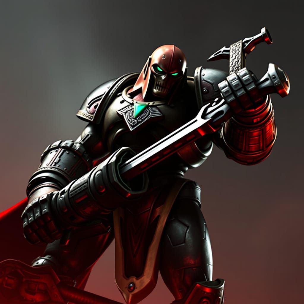 Hyperrealistic Doomslayer in Shiny Armor - AI Art