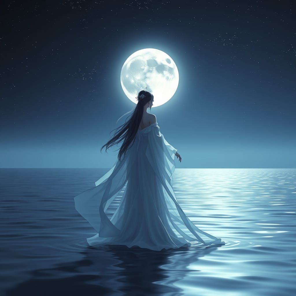Ethereal Moon Goddess Selune Illuminates the Night... - AI Art
