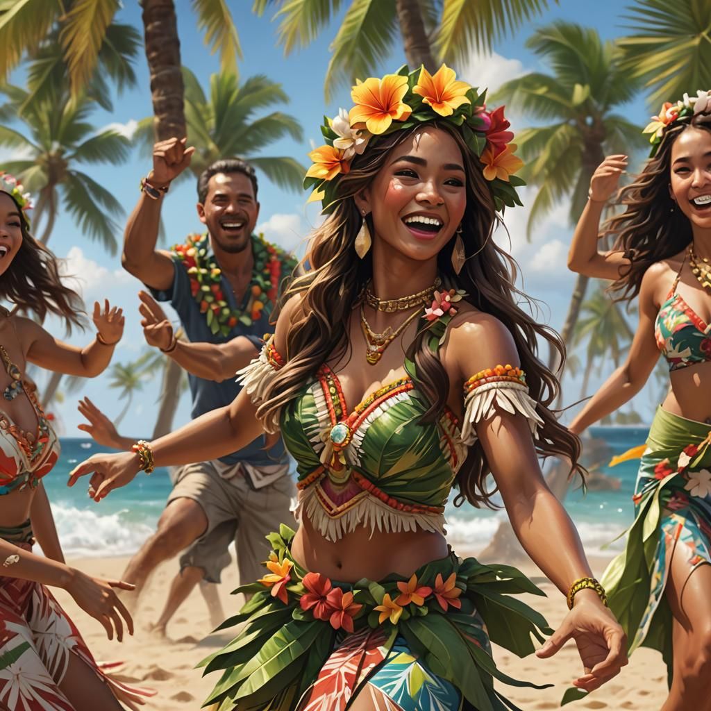 Luau Hawaiian Girl - AI Generated Artwork - NightCafe Creator