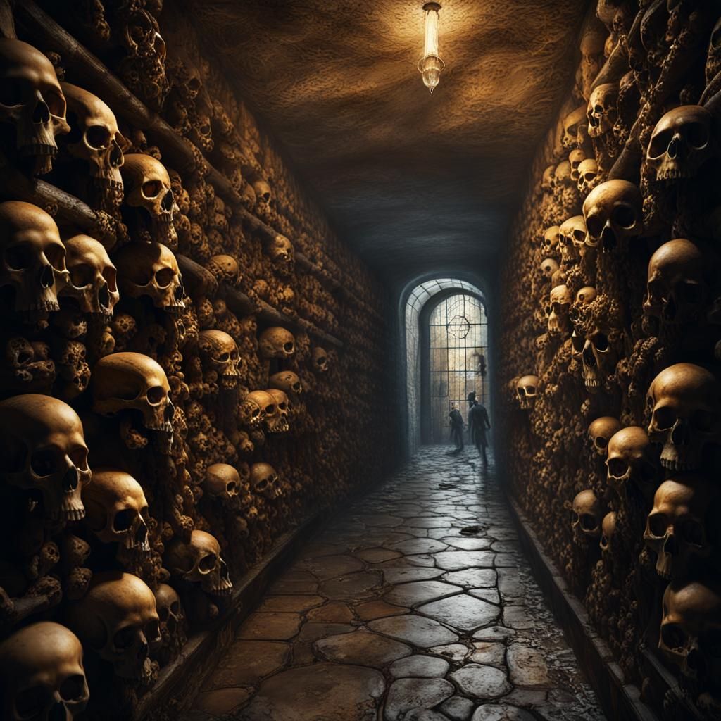 Inside the Paris Catacombs - AI Generated Artwork - NightCafe Creator