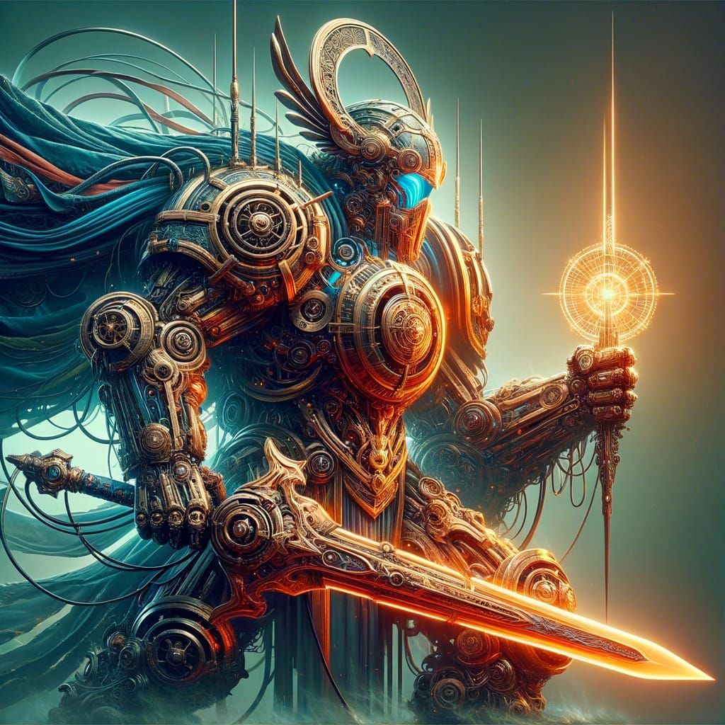 Kubernetes Icon in Full Scale Armour Charging with... - AI Art