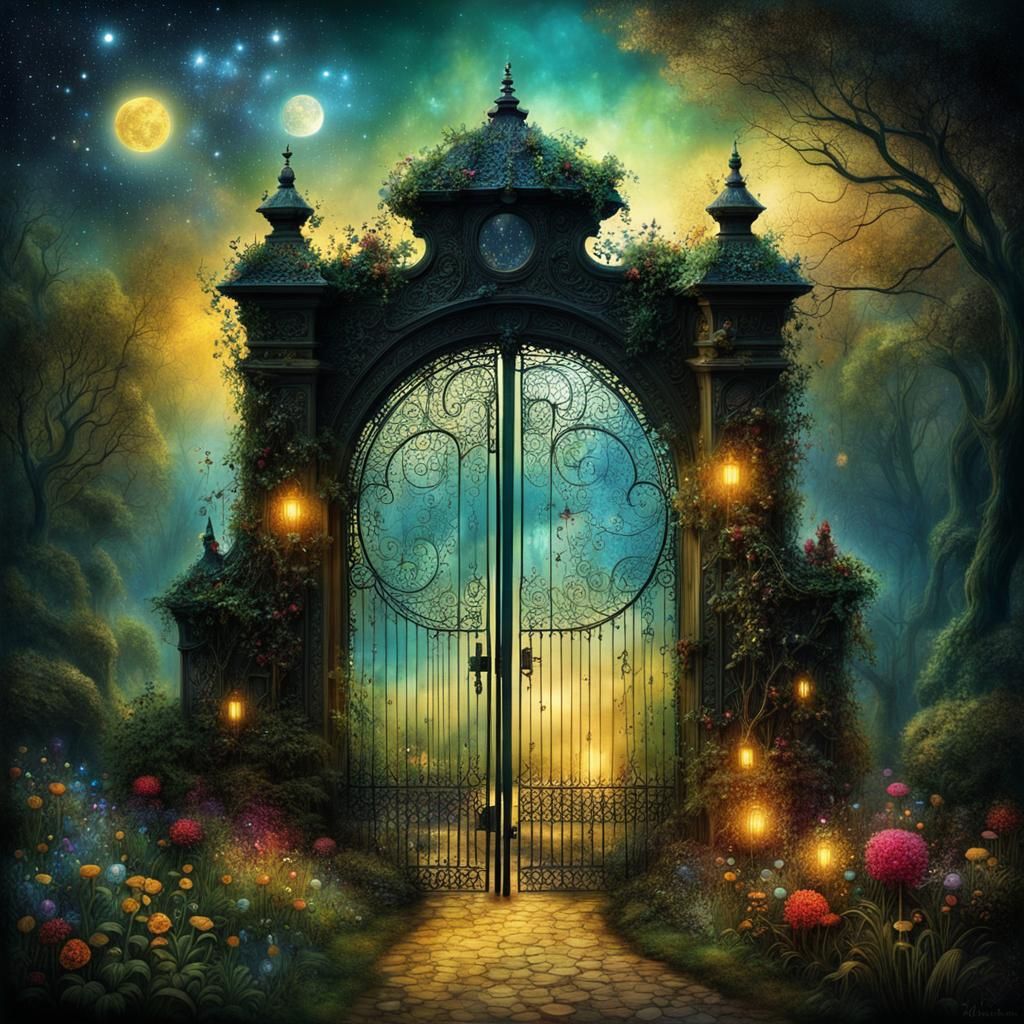 The mysterious gate into the enchanted garden - AI Generated Artwork ...