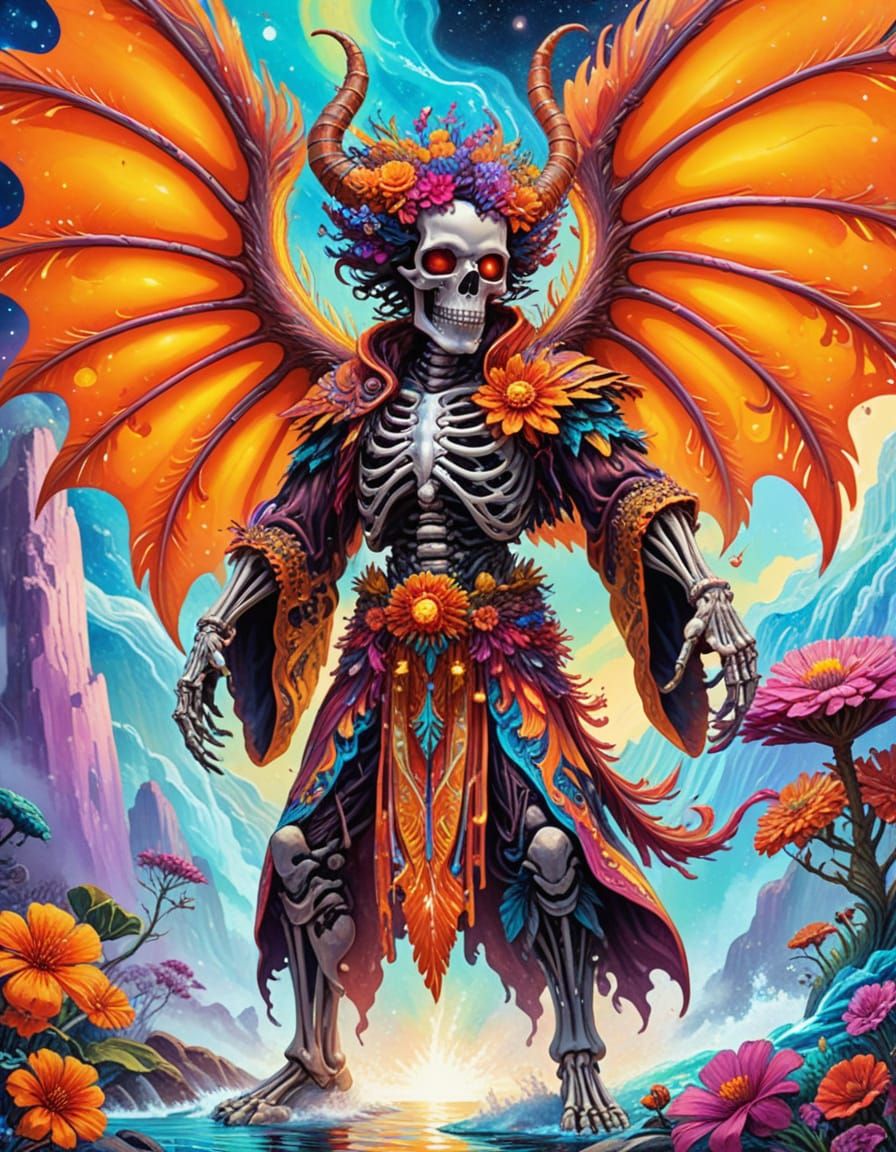 Ethereal Skeleton Demon in Dreamlike Fantasy Lands... - AI Art