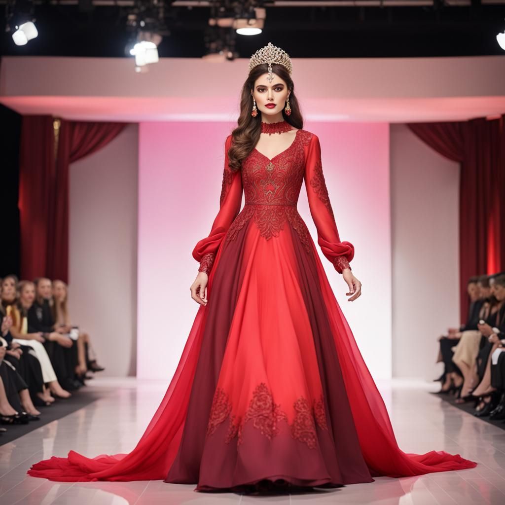 Shades Of Red Wide Evening Gowns Realistic & Simple. Redone. - AI Generated Artwork - NightCafe ...