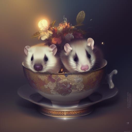 Ferret Tea Time 11 - AI Generated Artwork - NightCafe Creator