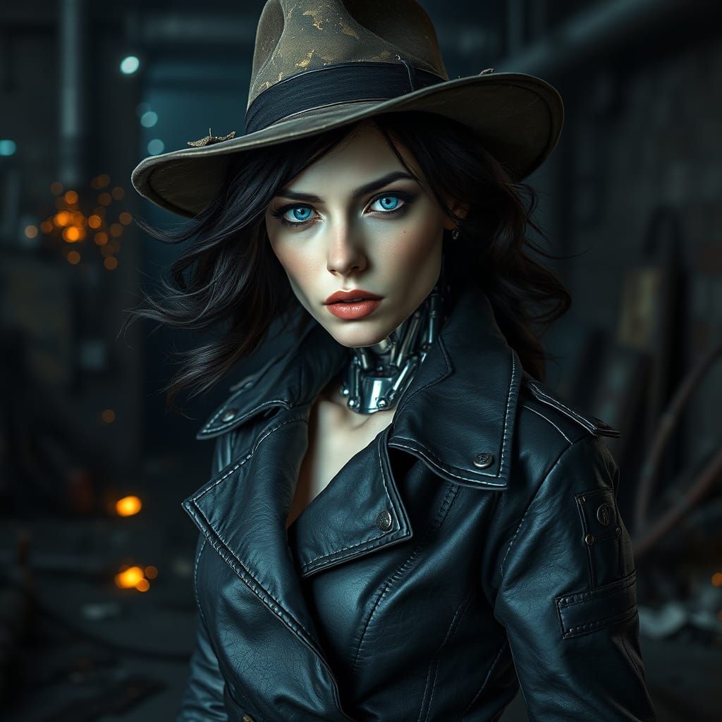 Cyberpunk Siren: Slavic Synth in Dark Elegance - AI Art