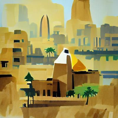 Cairo minimalist gouache - AI Generated Artwork - NightCafe Creator