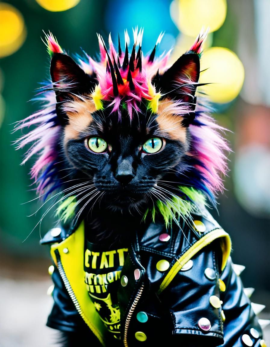 Punk Rock Cat - AI Generated Artwork - NightCafe Creator