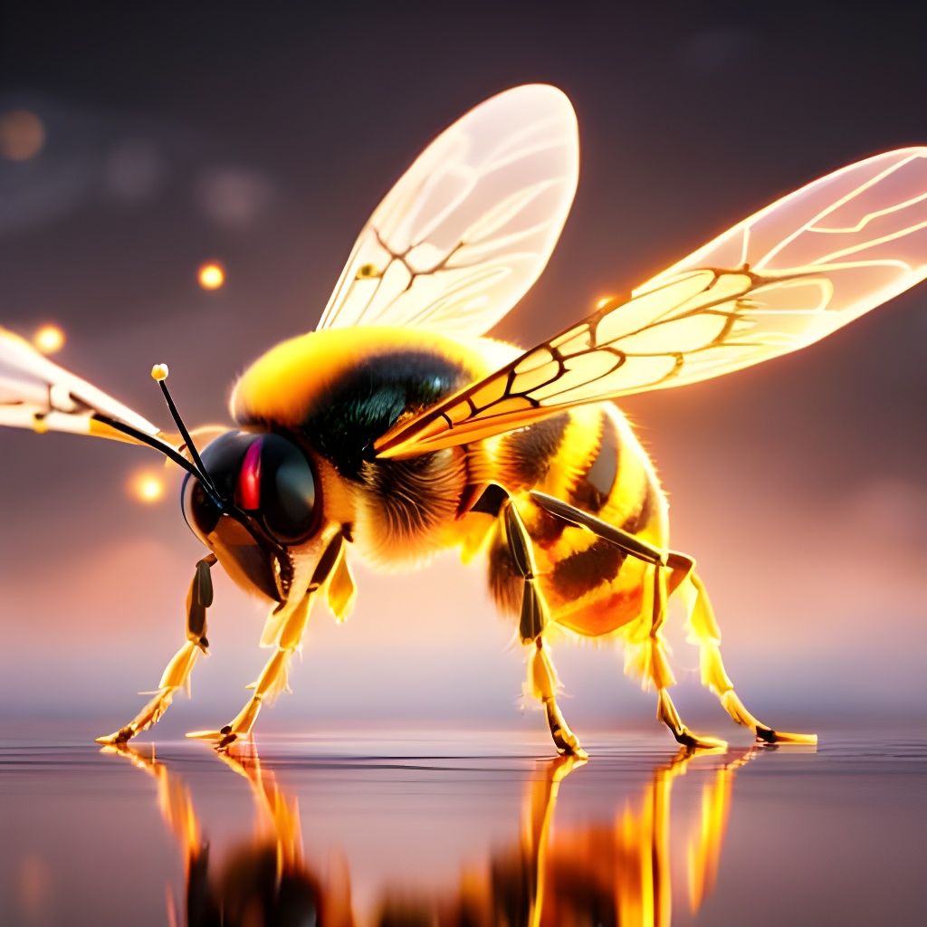 Illuminated Bee - AI Generated Artwork - NightCafe Creator