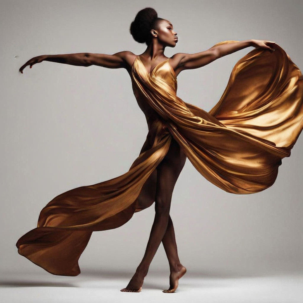 Elegant Black Dancer Captured in a Moment of Fluid... - AI Art