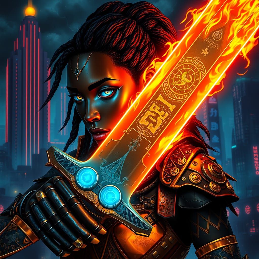 Dark Warrior with nuclear powered fire sword