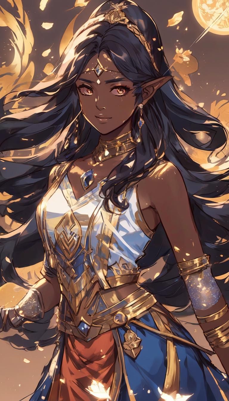 Padma Patil as a manga Indian Magical Girl, dark skin, sparkly, frilly ...