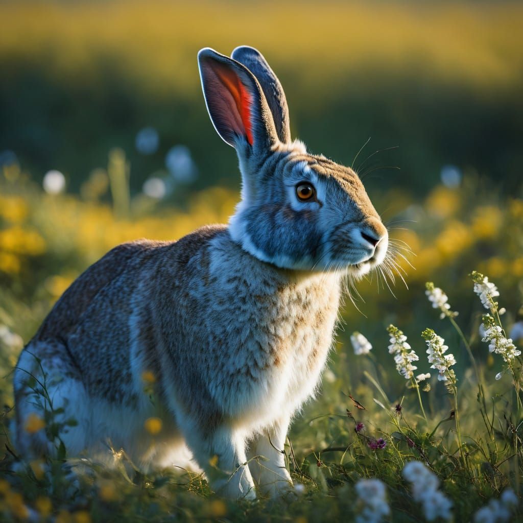 rabbit - Majestic Rabbit in Lush Meadow