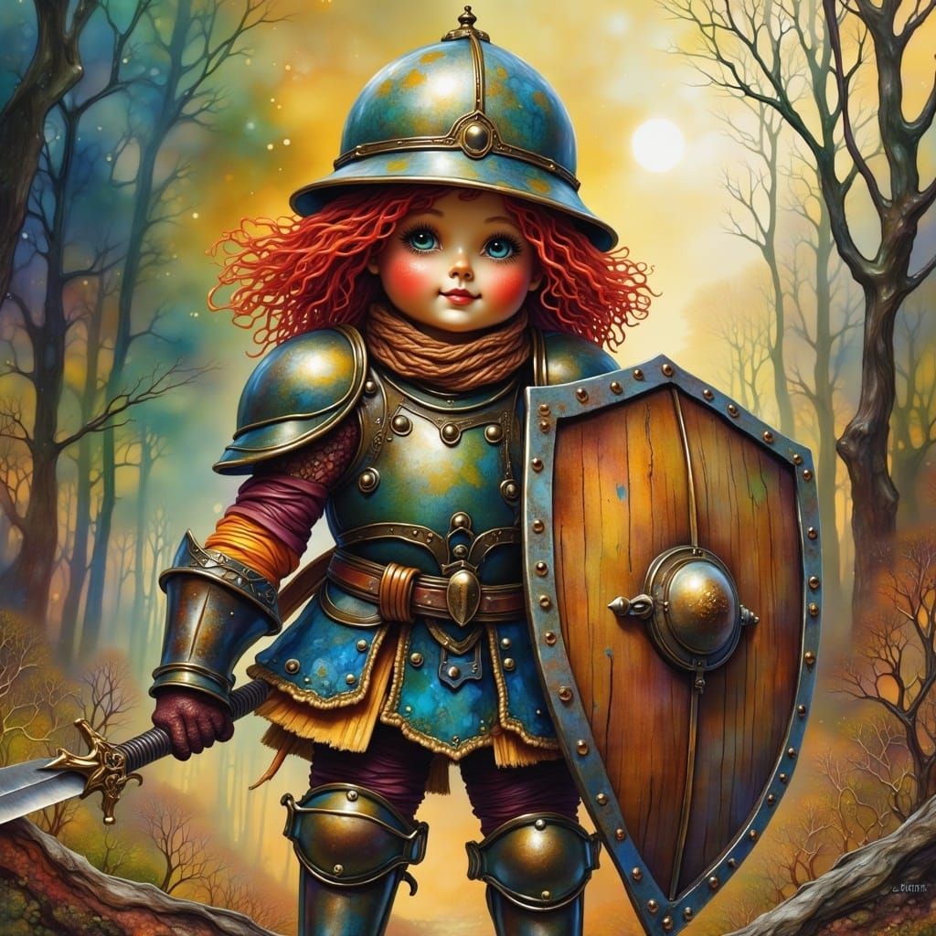 Medieval Raggedy Ann Warrior - AI Art